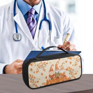 Rnyleeg Fall Stethoscope Case with Handle Gnome Maple Leaf Print Stethoscope Bag for Nurses Travel Storage Bag for Stethoscope Stethoscope Accessories