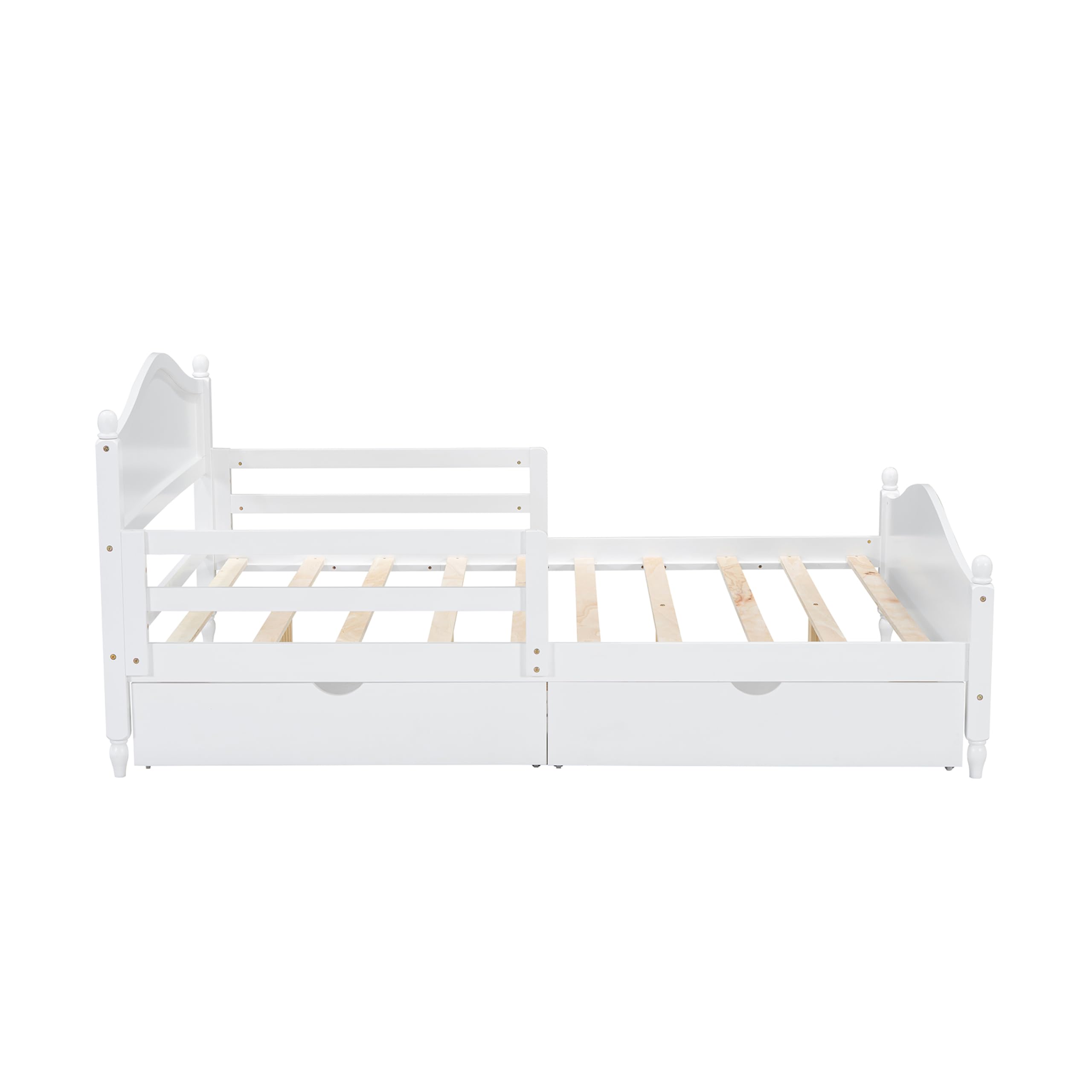 CITYLIGHT Kids Full Bed Frame with Storage Drawers and Rails, Wood Platform Beds with Headboard and Footboard, Full Size Storage Bed with Slat Support for Boys Girls,No Box Spring Needed,White