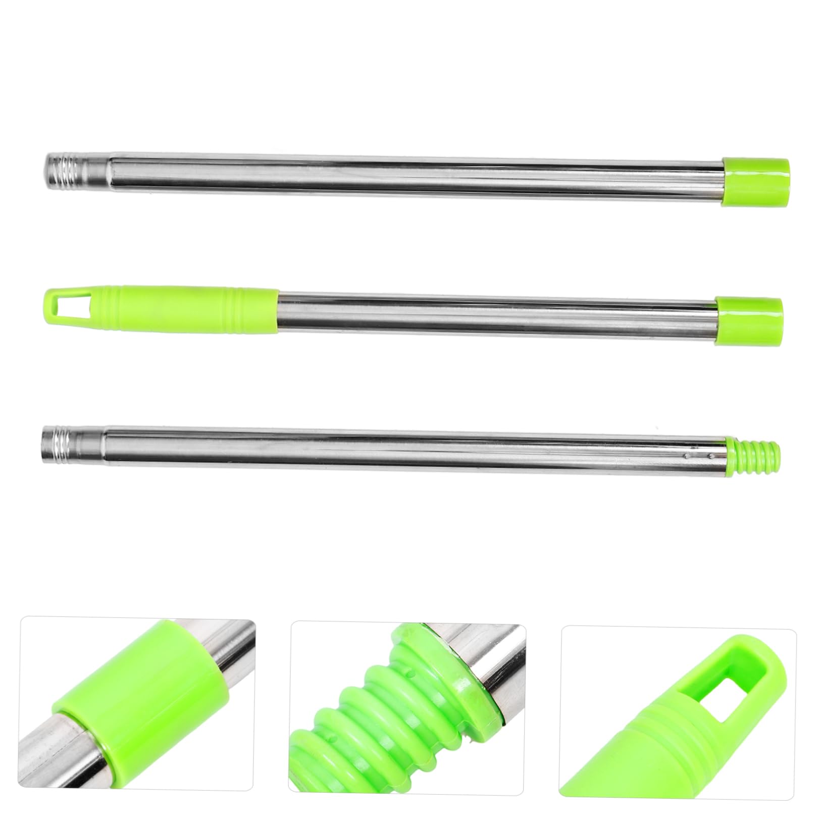 Beavorty 3 Sets Mop Stick Pole Broom Replace Handle Mop Handles for Floor Cleaning German Thread Mop Handle Commercial Palo Metal Broom Rods Mop Handle Replacements Broom Handle Plastic