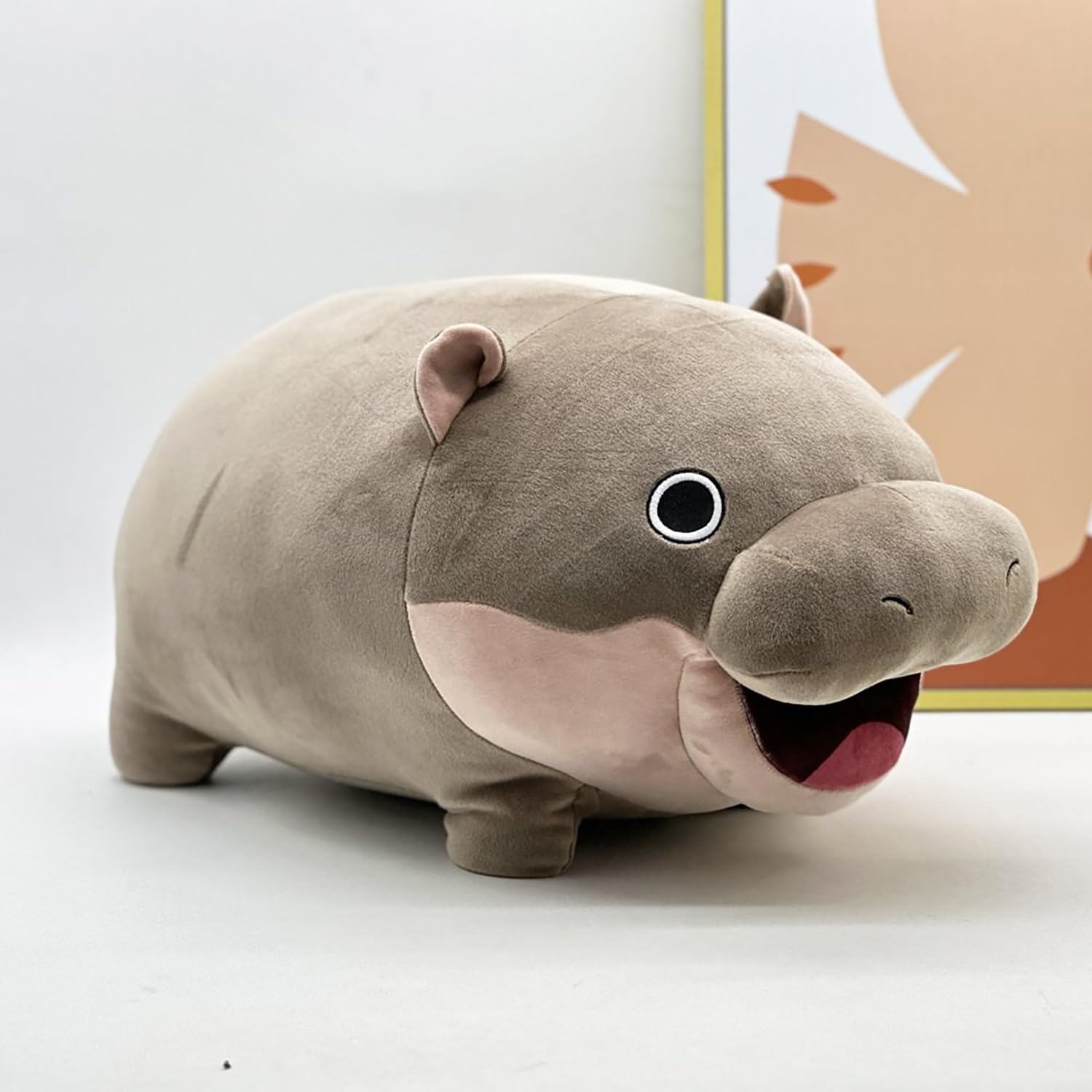 Moo Deng Plush Moo Deng Plushie, 2024 Moo Deng Hippo Plush - 16" Cute Pygmy Hippo Plushie Toy, Soft Baby Hippopotamus Stuffed Animal Pillow for Kids and Adults (1 Pcs)