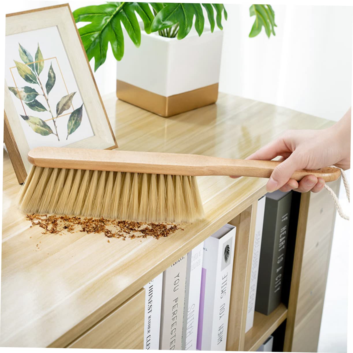 KOMBIUDA Wooden Bed Brush Hand Broom Duster Cleaning Brushes Drafting Brush Bench Brush for Cleaning Best Broom Cleaning Soft Bristle Cleaning Brush Soft Cleaning Brush Hand for Cleaning