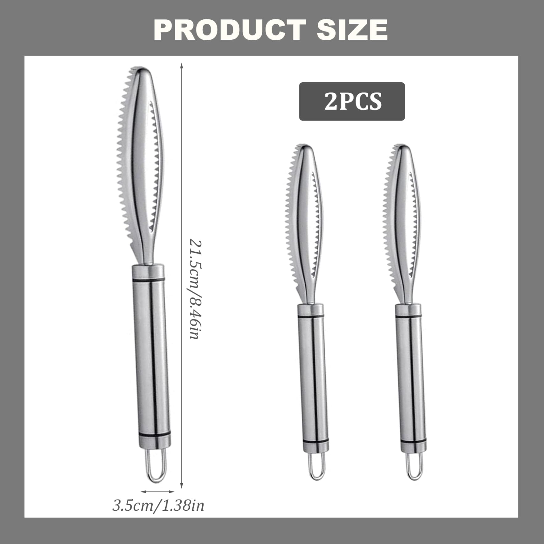 Fish Scaler, 2PCS Stainless Steel Fish Scale Remover, Sawtooth Fish Descaler with Non Slip Handle, Hanging Fish Scaler Tool for Kitchen, Seafood Markets, Fish Scaler