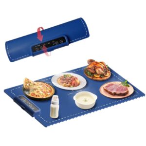 tempmaster adjustable warming tray, temp master warming tray, miller market warming mat, dish warming mat, hot plate for buffet, warming mat for food, fast heating food warming tray (blue)