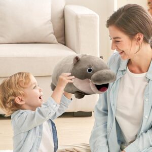 Moo Deng Plush Moo Deng Plushie, 2024 Moo Deng Hippo Plush - 16" Cute Pygmy Hippo Plushie Toy, Soft Baby Hippopotamus Stuffed Animal Pillow for Kids and Adults (1 Pcs)