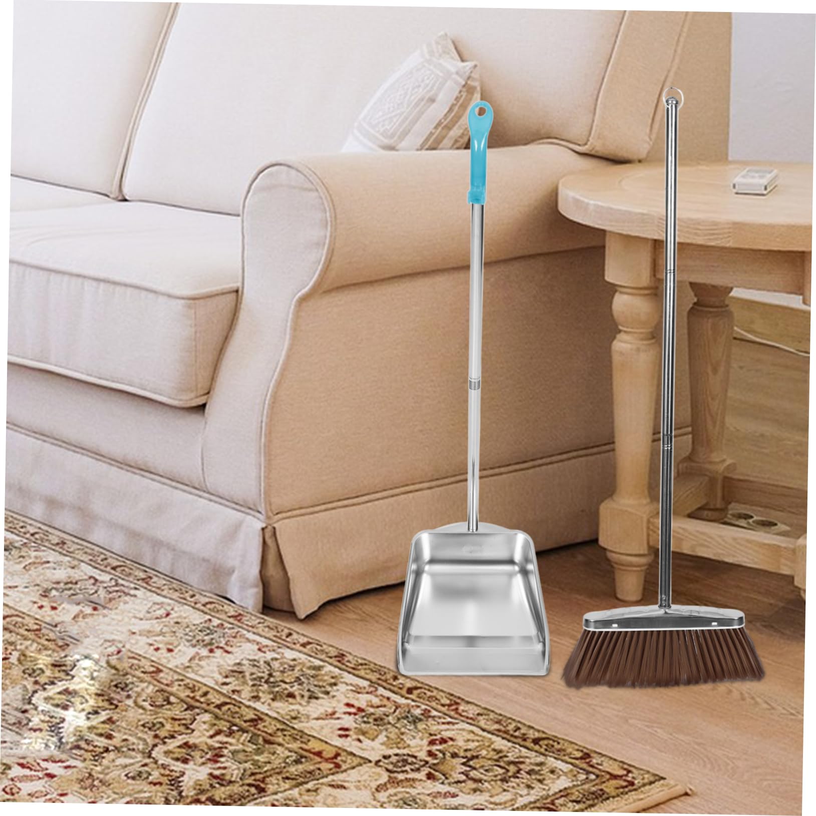 MERRYHAPY 1 Set Stainless Steel Trash Shovel Cleaning Dustpan Commercial Broom and Dustpan Broom Dustpan Hand Broom Garden Dustpan Wide Angle Broom Brooms Convenient Dustpan Kit Silver