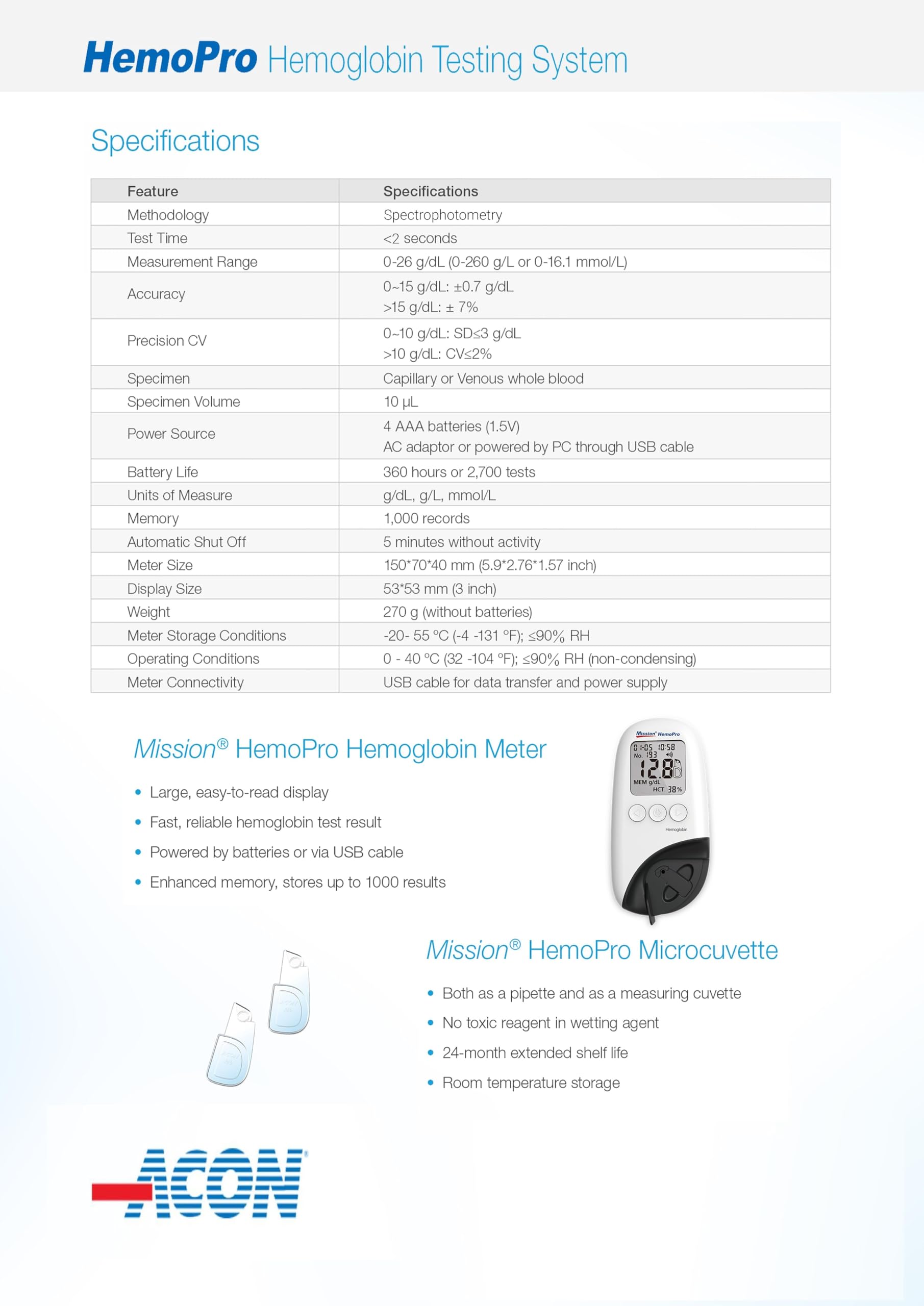 Hemopro REF C133-3011-201 Hemoglobin Meter Analyzer