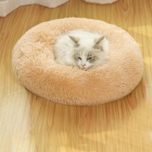 cat donut bed puppy bed prime of day calming donut dog bed fluffy cat bed anti-anxiety luxury soft dog bed dog crate bed indestructible dog bed(16 in)