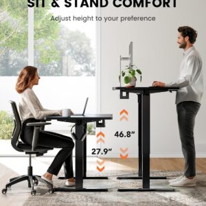 ErGear Whole Piece Standing Desk with 48x30 inch Desktop, Adjustable Stand Up Desk for Home Office, Electric Computer Desk Workstation with Cable Management Tray, Black, EGESD65B