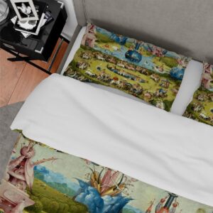 OLLIAR Home Surrealism Duvet Cover Set The Garden of Earthly Delights Classic Famous Painting Prints Bedding Set Soft 3-Piece 2 Pillow Shams Oversized Queen Size