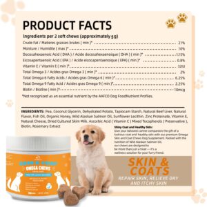 Omega 3 Alaskan Fish Oil Chew Treats for Dogs - AlaskOmega for EPA DHA Fatty Acids Supplement Hip Joint Health Itch Relief Support Skin Coat Hot Spots Treatment Pet Salmon Oil Chews(100 Soft Chews)