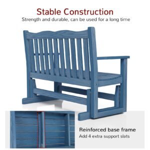 Stoog Outdoor Glider Bench, All-Weather HIPS 2 Person Outdoor Glider with 800 lbs Weight Capacity, Never Fade or Rot, Glider Bench for Outside Patio, Blue