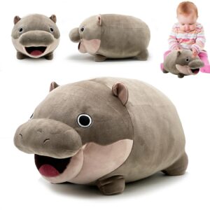 moo deng plush moo deng plushie, 2024 moo deng hippo plush - 16" cute pygmy hippo plushie toy, soft baby hippopotamus stuffed animal pillow for kids and adults (1 pcs)