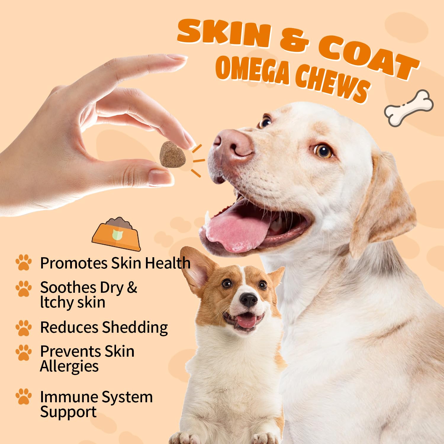 Omega 3 Alaskan Fish Oil Chew Treats for Dogs - AlaskOmega for EPA DHA Fatty Acids Supplement Hip Joint Health Itch Relief Support Skin Coat Hot Spots Treatment Pet Salmon Oil Chews(100 Soft Chews)