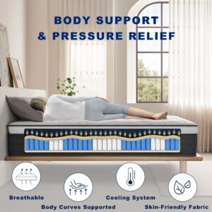 Hekkeyla 14 Inch Queen Mattress, Medium Firm Supportive Mattress in a Box, Gel Memory Foam Hybrid Mattress, Quality Comfort & Adaptive Support Breathable Cooling Queen Mattress