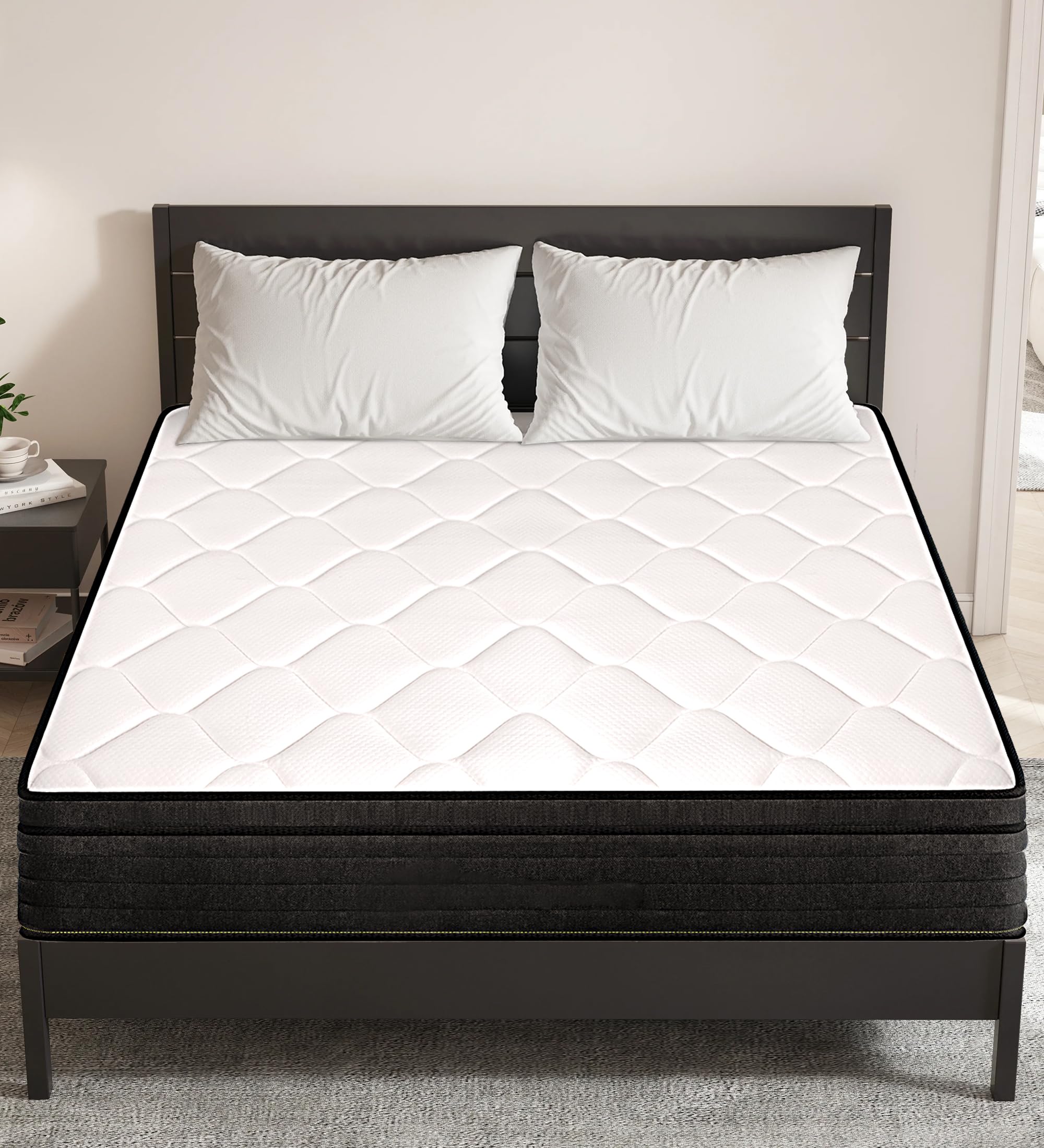 elitspace Queen Size Mattress,10 Inch Memory Foam Hybrid Queen Bed Mattresses in a Box Individual Pocket Spring Breathable Comfortable for Pressure Relief, CertiPUR-US,100 Nights Trial.