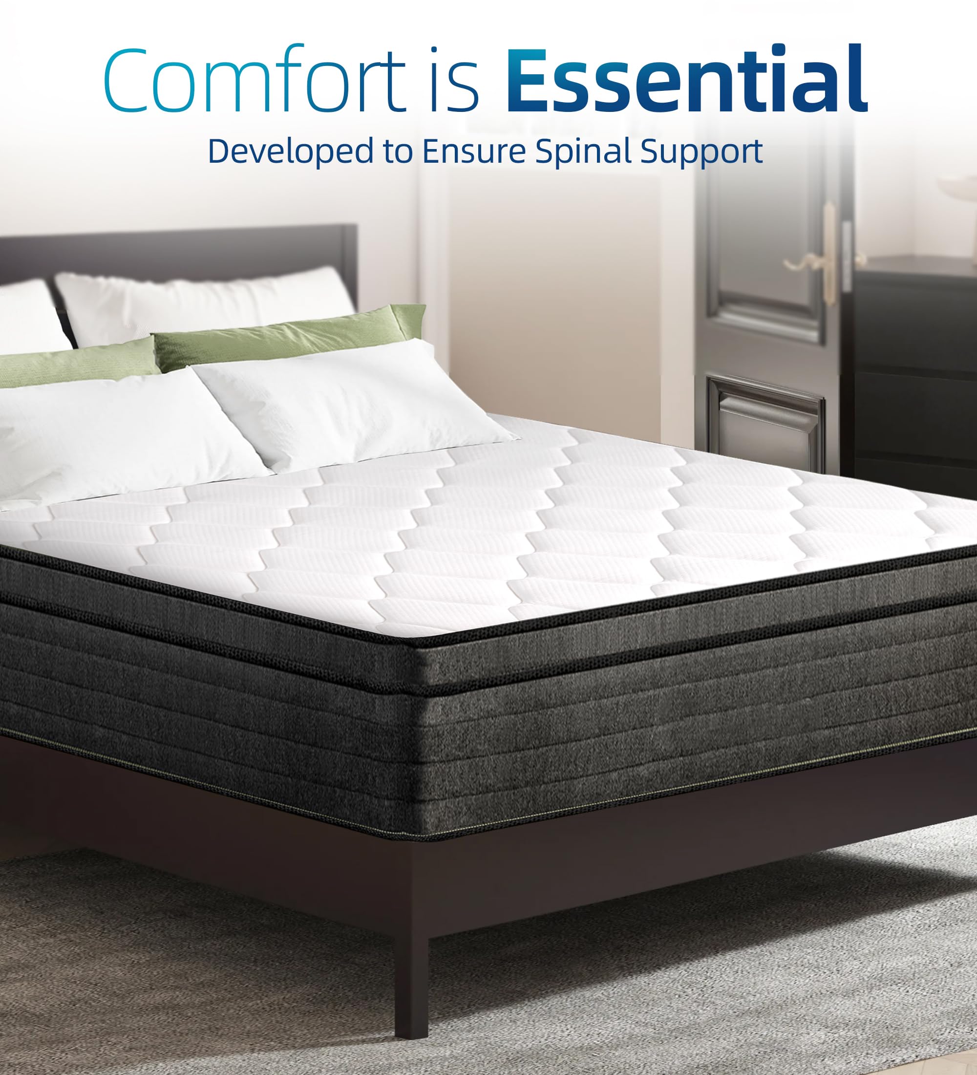 elitspace Hybrid Full Mattress,Memory Foam Hybrid 10 Inch Full Size Springs Mattresses,Fits All Bed Frames Full Size Mattress,Medium Firm Feel Mattress,CertiPUR-US.