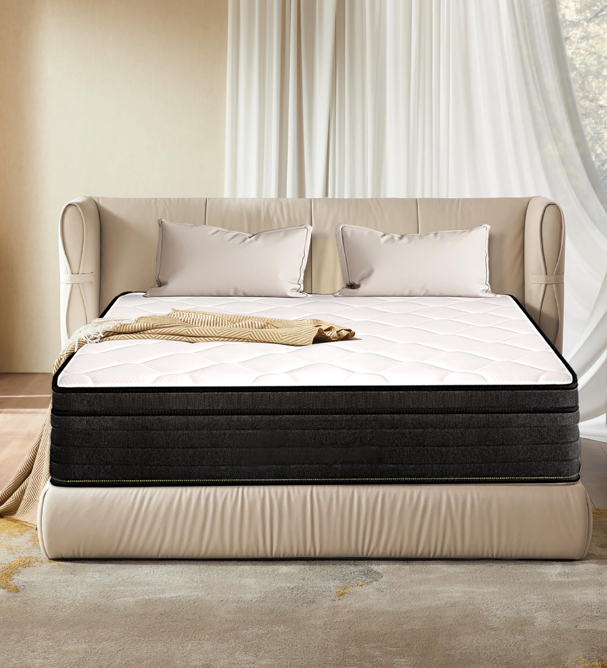 elitspace Hybrid Full Mattress,Memory Foam Hybrid 10 Inch Full Size Springs Mattresses,Fits All Bed Frames Full Size Mattress,Medium Firm Feel Mattress,CertiPUR-US.