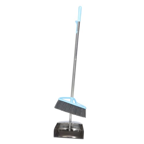 MERRYHAPY 1 Set Upright Broom Standing Dustpan Broom Dustpan and Brush Dustpan with Handle Garage Cleaning Dustpan Broom and Dustpan Long Handle Broom Floor Broom Garbage Stainless Steel