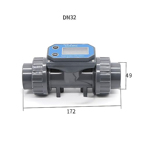 DN25-DN80 Water Flow Meter, LCD Digital Display Flowmeter, PVC Pipe Liquid Water for Farm Garden Irrigation - Long Lasting(DN32 Without Cable)