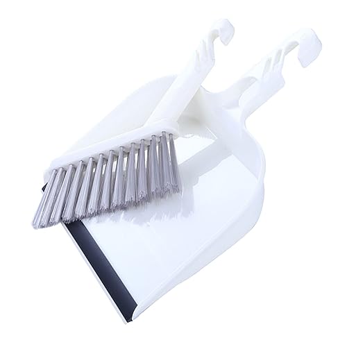 Amosfun 1 Set Broom and Dustpan Plastic White Broom with Dustpan Brush Hand Broom and Dustpan Dust Pan