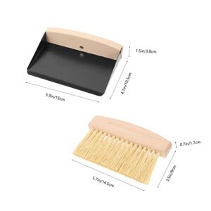 GAROZATION 1 Set Small Broom Dustpan Mini Hand Whisk Broom Portable Mini Broom Handheld Dustpan Mini Containers Desktop Drawer Table Cleaning Broom Cleaning Dust Pan Broom Outdoor Black Beech