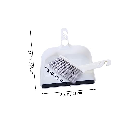 Amosfun 1 Set Broom and Dustpan Plastic White Broom with Dustpan Brush Hand Broom and Dustpan Dust Pan