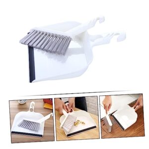 Unomor 1 Set White Brush Plastic Dust Pan Broom Brush Cleaning Accessory Broom with Dustpan Cleaning Tool