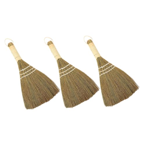 HONMEET 3pcs Kitchen Cleaning Broom Manual Broom Top Hand-Made Broom Dust Removing Broom Household Broom Floor Sweeping Broom Brooms Desk Cleaner Vietnamese Straw Broom Held Toy Miscanthus