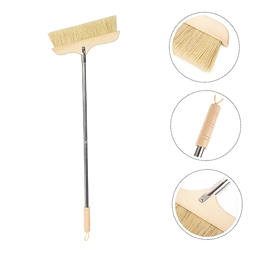 MOLUCKFU Solid Wood Bristle Broom Push Broom Carpet Rake Scrub Mop Kitchen Bristle Broom Long Handle Bristle Broom Bristle Deck Broom Garage Floor Scrubber Kitchen Broom Bristle Hair