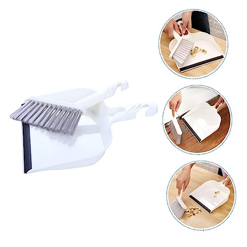 Amosfun 1 Set Broom and Dustpan Plastic White Broom with Dustpan Brush Hand Broom and Dustpan Dust Pan