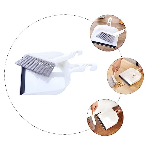 Amosfun 1 Set Broom and Dustpan Plastic White Broom with Dustpan Brush Hand Broom and Dustpan Dust Pan