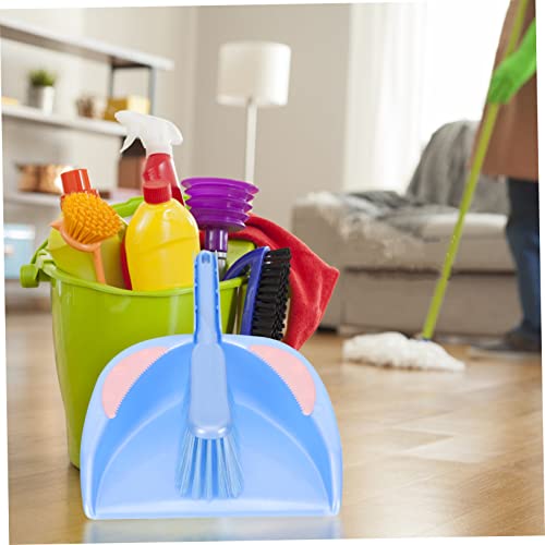 MOBUTOFU 1 Set Practical Cleaning Broom Multi-Function Small Broom Portable Trash Can Cleaning Broom Dustpan Household Floor Cleaners Mini Trash Can Pet Cleaning Supplies Car Blue Plastic