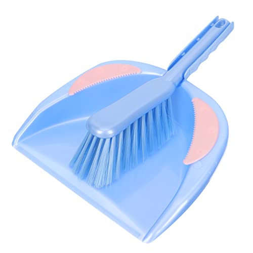 MOBUTOFU 1 Set Practical Cleaning Broom Multi-Function Small Broom Portable Trash Can Cleaning Broom Dustpan Household Floor Cleaners Mini Trash Can Pet Cleaning Supplies Car Blue Plastic