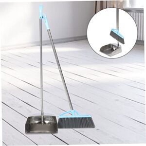 MERRYHAPY 1 Set Upright Broom Standing Dustpan Broom Dustpan and Brush Dustpan with Handle Garage Cleaning Dustpan Broom and Dustpan Long Handle Broom Floor Broom Garbage Stainless Steel