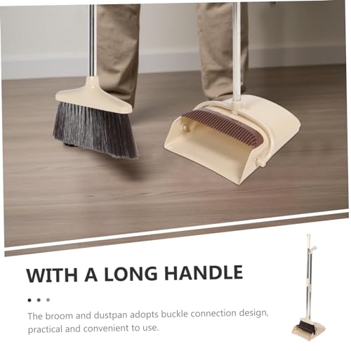 Garneck 1 Set Broom Set Room Cleaning Broom Lobby Broom Sweeper Broom and Dustpan Kit Home Broom Kit Home Tools Home Cleaning Device Office Cleaning Supplies Floor Broom Stainless Steel