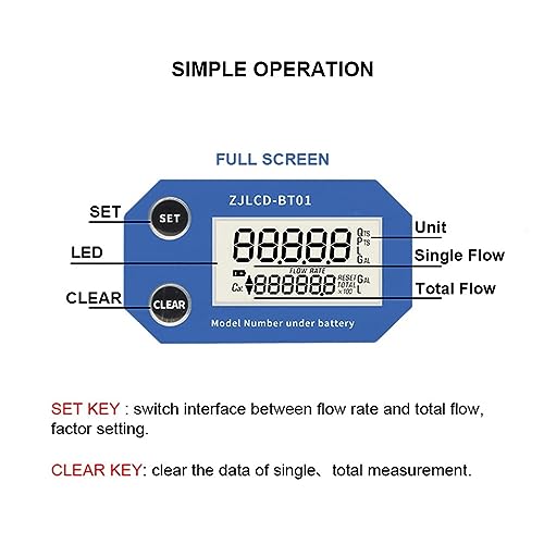 DN25-DN80 Water Flow Meter, LCD Digital Display Flowmeter, PVC Pipe Liquid Water for Farm Garden Irrigation - Long Lasting(DN32 Without Cable)