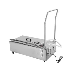 CUBELLIN Mobile Fryer Filter 55L Fryer Oil Filter Cart Stainless Steel Fryer Filter Machine 370W 10L/Min Cooking Oil Filter Machine Oil Filtering Machine with Hose & Oil Suction Tube