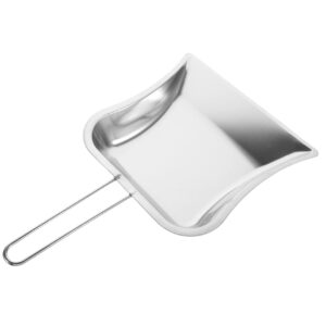 amosfun desktop dustpan small steel dustpan indoor portable crobars keyboard cleaning pan industrial dust pan hand scrubber artificial scrubbing brush trash sweeping stainless steel silver