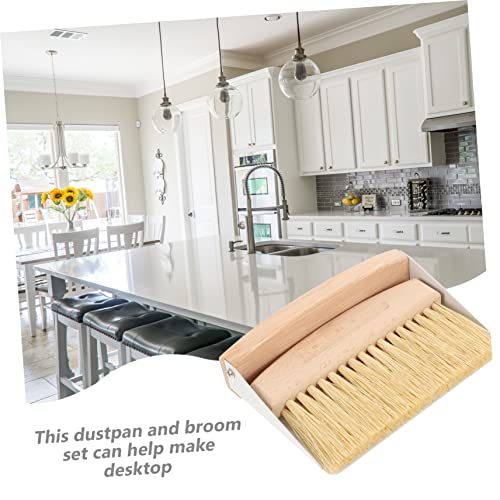 Amosfun 1 Set Small Broom Dustpan Outdoor Dustpan Espresso Shot Mini Drawers for Desk Coffee Milkpowder Brush Small Cleaning Brush Cleaning Supplies Cleaning Brush with Dustpan Iron White