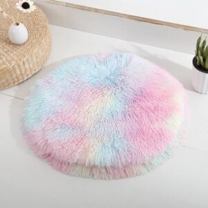 calming bed for dogs small dog bed deals today 2024 round pet bed fluffy plush faux fur anti-anxiety cute comfort dog bed dog crate bed(15 in)