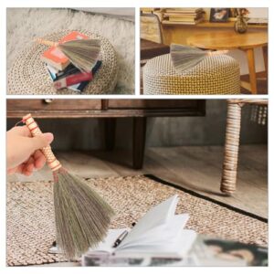 2pcs Broom Small Broom Sweeping Cleaning Brush Straw Broom Desktop Brooms Cleaning Brooms Short Handle Broom Desk Dust Broom Small Handmade Broom Desk Cleaning Broom Sorghum Grass GAROZATION