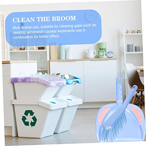 MOBUTOFU 1 Set Practical Cleaning Broom Multi-Function Small Broom Portable Trash Can Cleaning Broom Dustpan Household Floor Cleaners Mini Trash Can Pet Cleaning Supplies Car Blue Plastic