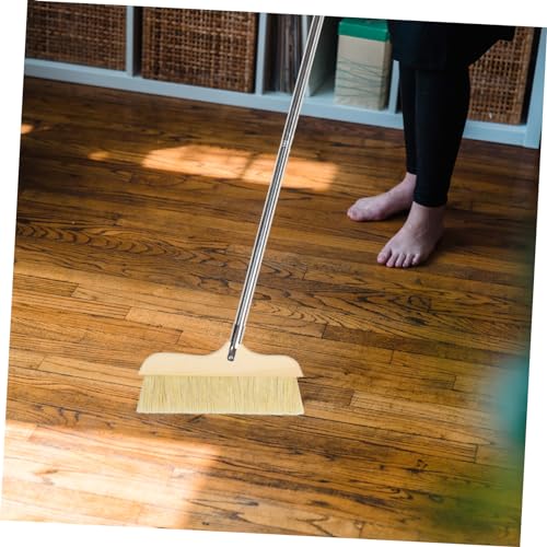 MOLUCKFU Solid Wood Bristle Broom Push Broom Carpet Rake Scrub Mop Kitchen Bristle Broom Long Handle Bristle Broom Bristle Deck Broom Garage Floor Scrubber Kitchen Broom Bristle Hair