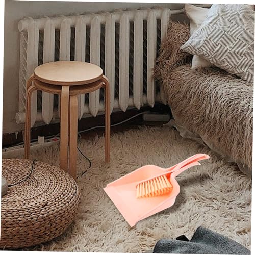 MOLUCKFU 1 Set Mini Dustpan Brush Straw Broom Table Brooms Dustpan Broom and Dustpan Desktop Brooms and Desktop Dust Pan Mini Dust Pan Garbage Desk Cleaning Dustpan Small Dustpan Pp Pink