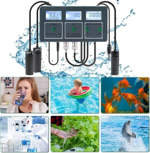 Wrobelax Water Quality Tester Monitor, WiFi Smart 8 in 1 PH Meter Data Logger Temp TDS Salinity S.G. EC ORP High Precise Analyzer for Water Sources, Aquarium, Hydroponics