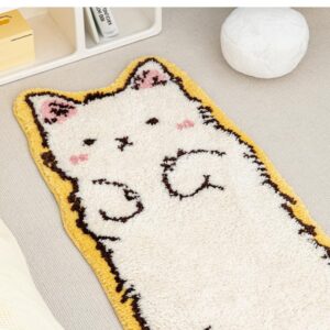 Cat Tufted Rug, Cat Shaped Rug, Irregular Shaped Rug, Fun Animal Shaped Cartoon Room Floor Mat, Soft Bedside Rug for Bedroom, Cat Doormat, Living Room Decoration (B, 40 * 80cm/15.75 * 31.49in)