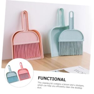 Amosfun 2 Set Mini Dustpan Mini Cleaning Brush Mini Cleaning Broom Small Hand Broom Hand Broom and Tiny Cleanning Whisk Broom Desk Cleaner Portapotty Mini Desktop Tiny Cleaning Broom Pp