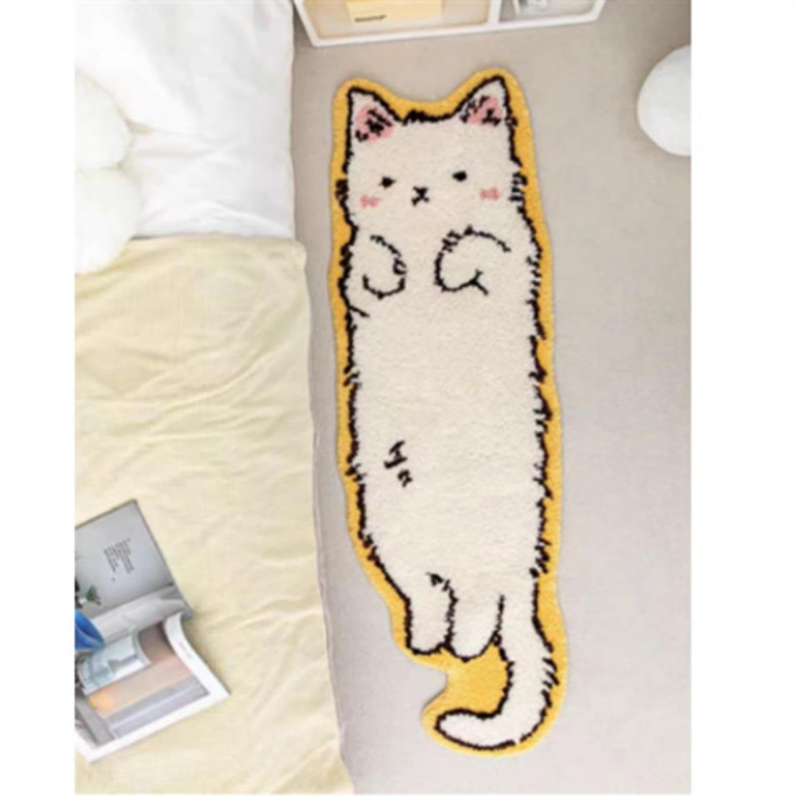 Cat Tufted Rug, Cat Shaped Rug, Irregular Shaped Rug, Fun Animal Shaped Cartoon Room Floor Mat, Soft Bedside Rug for Bedroom, Cat Doormat, Living Room Decoration (B, 40 * 80cm/15.75 * 31.49in)