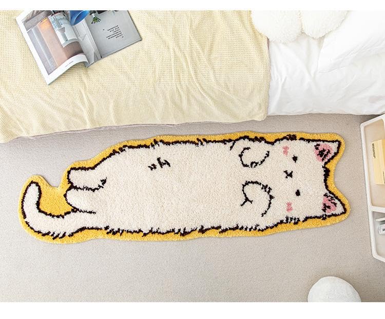 Cat Tufted Rug, Cat Shaped Rug, Irregular Shaped Rug, Fun Animal Shaped Cartoon Room Floor Mat, Soft Bedside Rug for Bedroom, Cat Doormat, Living Room Decoration (B, 40 * 80cm/15.75 * 31.49in)