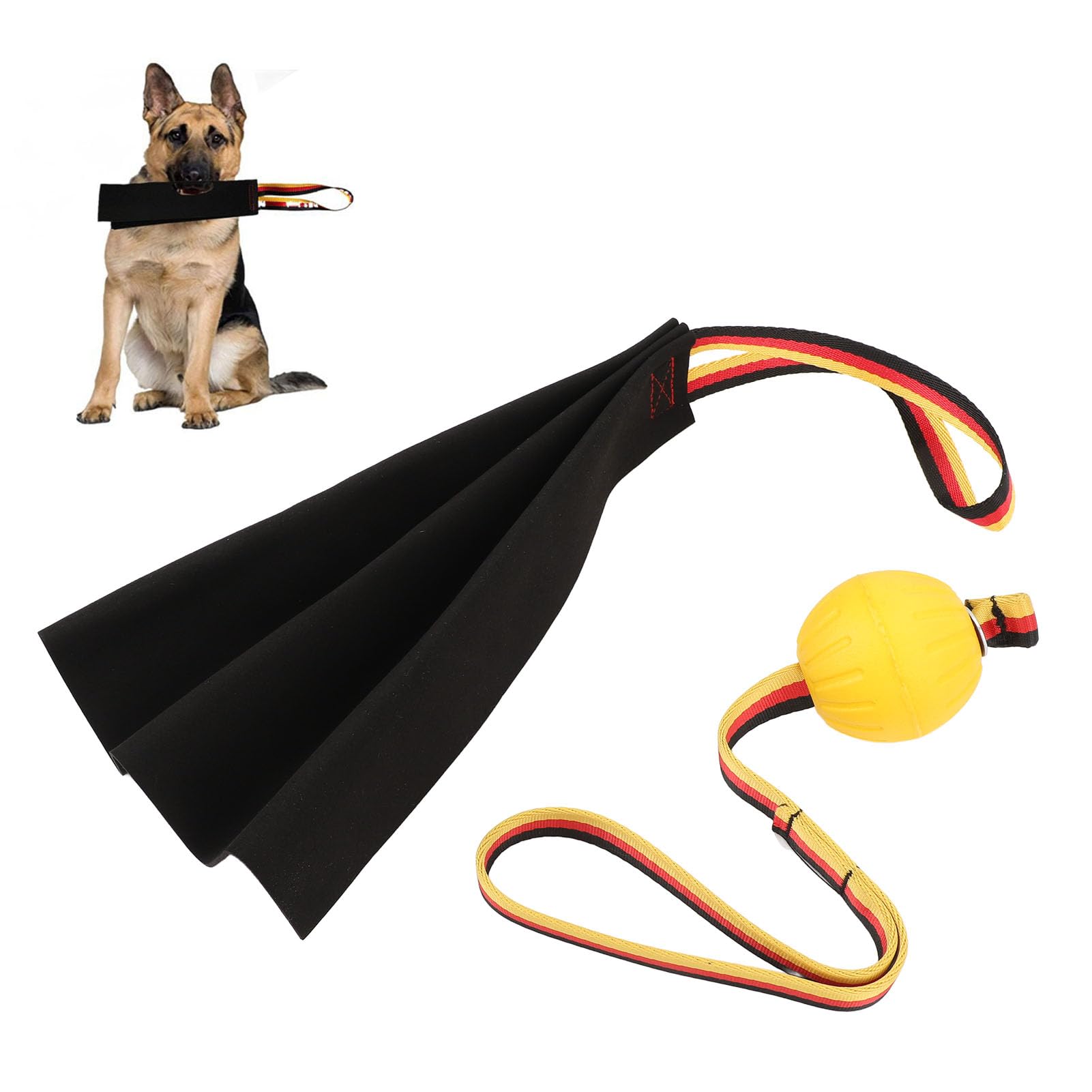 JOROBURO Leather Bite Rag, Multifunctional Tear Resistant Interactive Dog Training Bite Rag, Biting Toy Pet Bite Toy Training Toy Tug Puppy Bite Rag for Large Dog Breeds